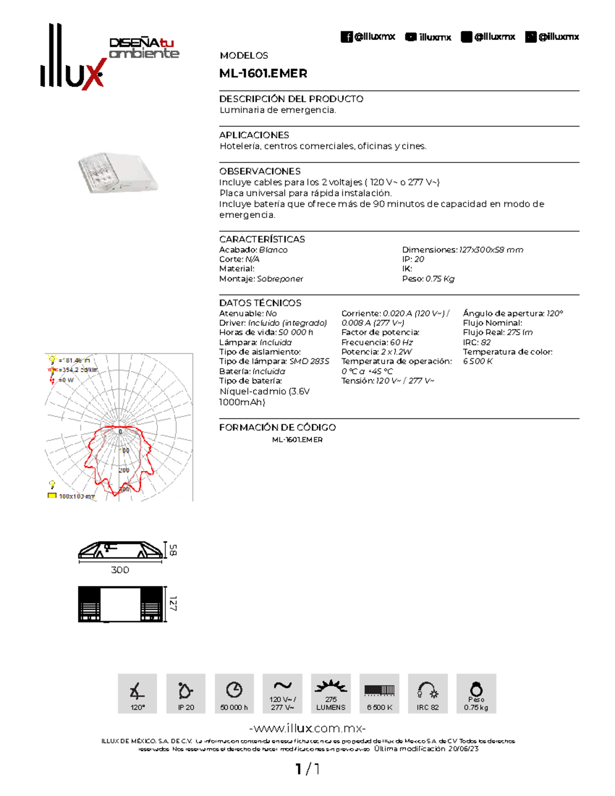 Ficha Tecnica Emergencia 601EMER - MODELOS ILLUX DE MÉXICO, S. DE C. La ...