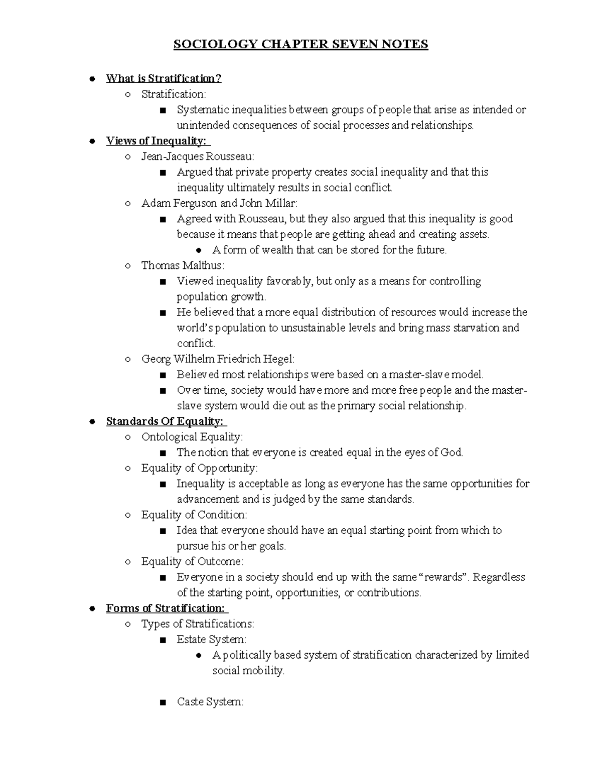 Sociology Chapter Seven Notes - SOCIOLOGY CHAPTER SEVEN NOTES What is ...