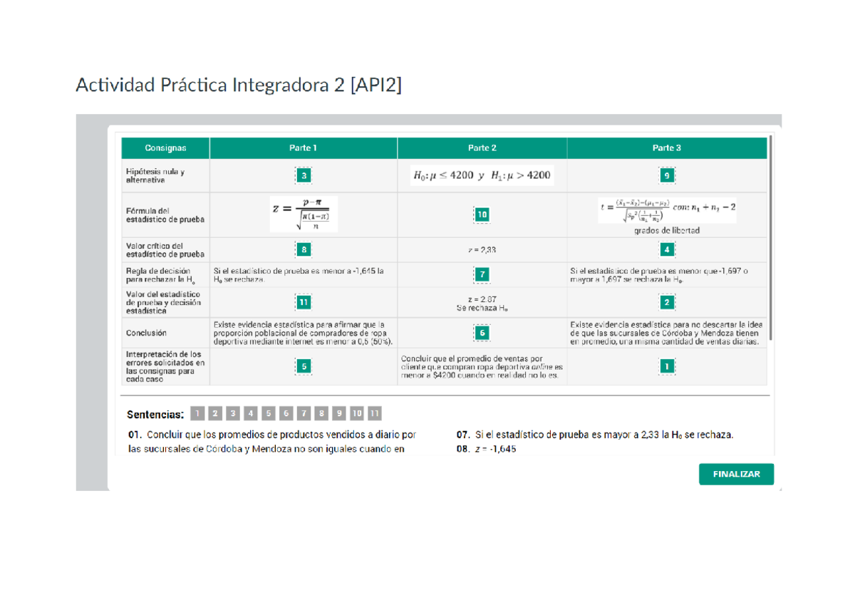 API 2 Estadistica II 100% - Herramientas Matemáticas V Estadística II - Studocu