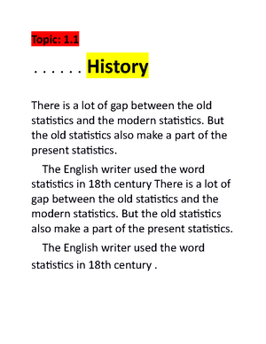 Topic 1 - Theory - Topic: 1. Definitions of statistics Statistics like ...
