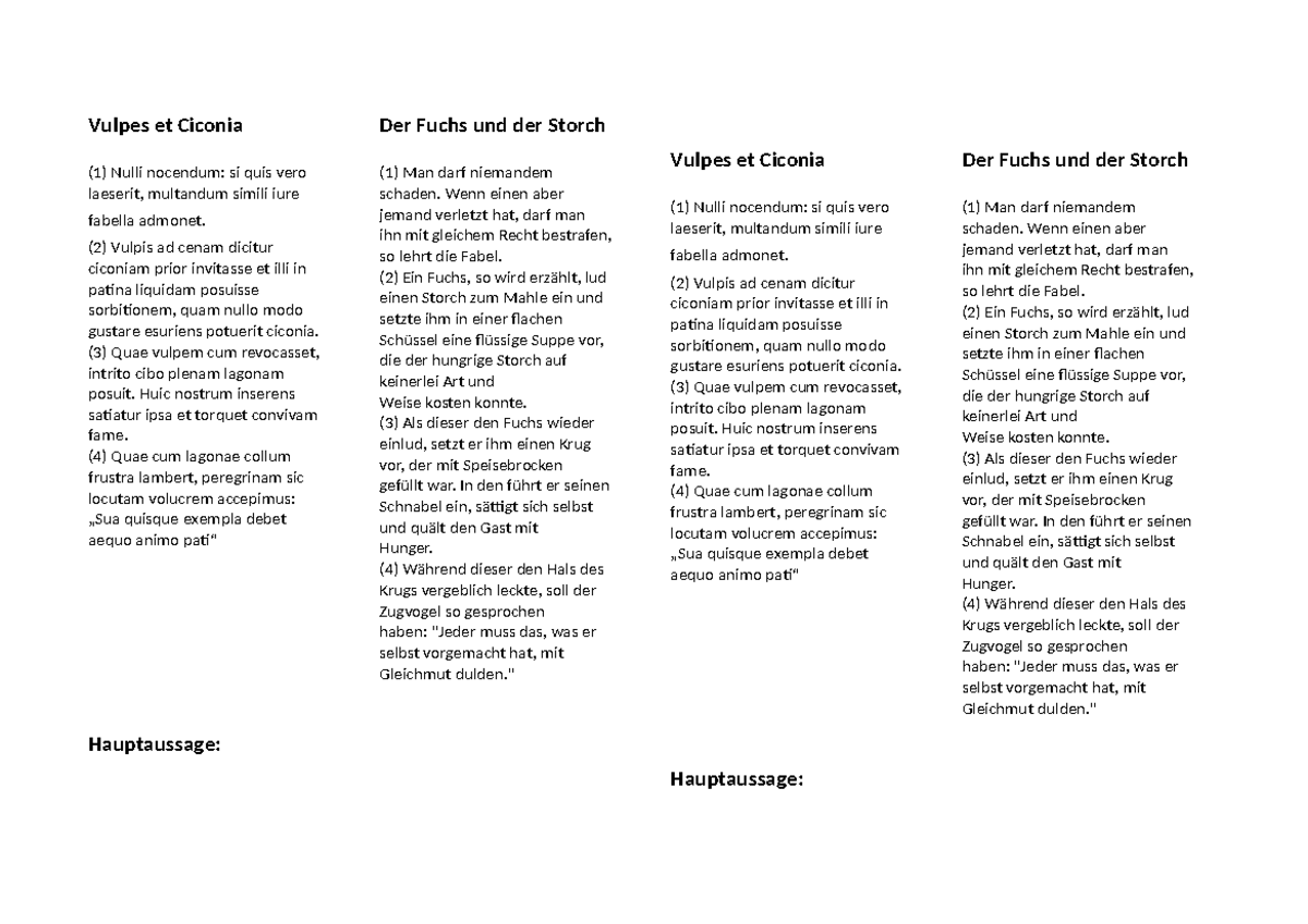 Vulpes et Ciconia - Vulpes et Ciconia (1) Nulli nocendum: si quis vero ...