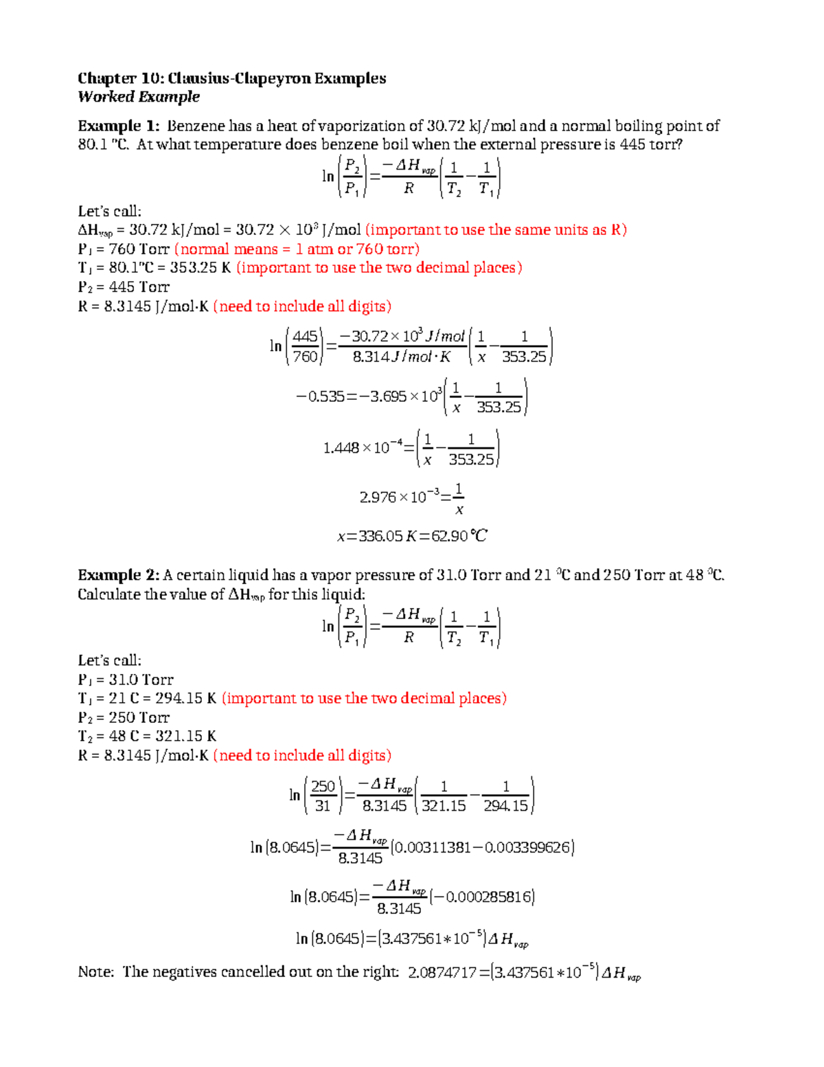 Clausius Clapeyron Examples - Chapter 10: Clausius-Clapeyron Examples ...