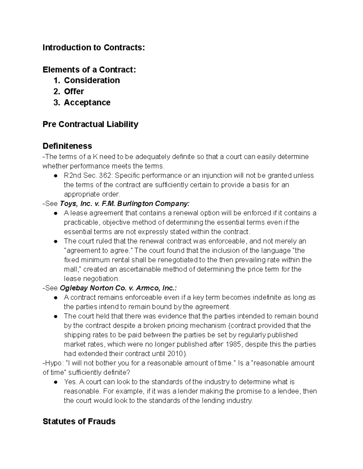 Contracts Outline - Professor Borgen - Introduction to Contracts ...