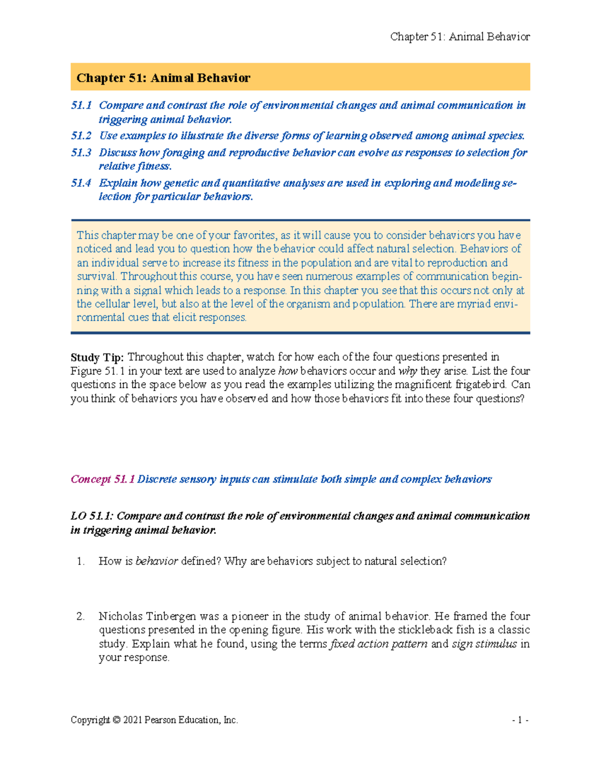 AP Bio reading guides - Copyright © 2021 Pearson Education, Inc. - 1 ...