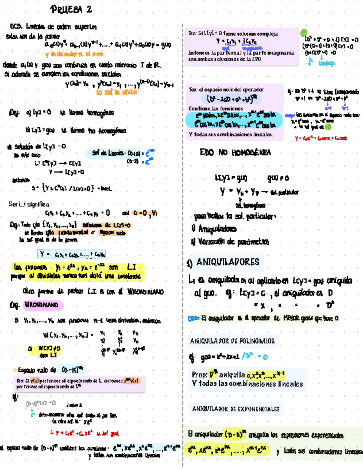 EDO resumen U - Ser L significa Teo: Si y(x) pertenece al espacio nulo ...