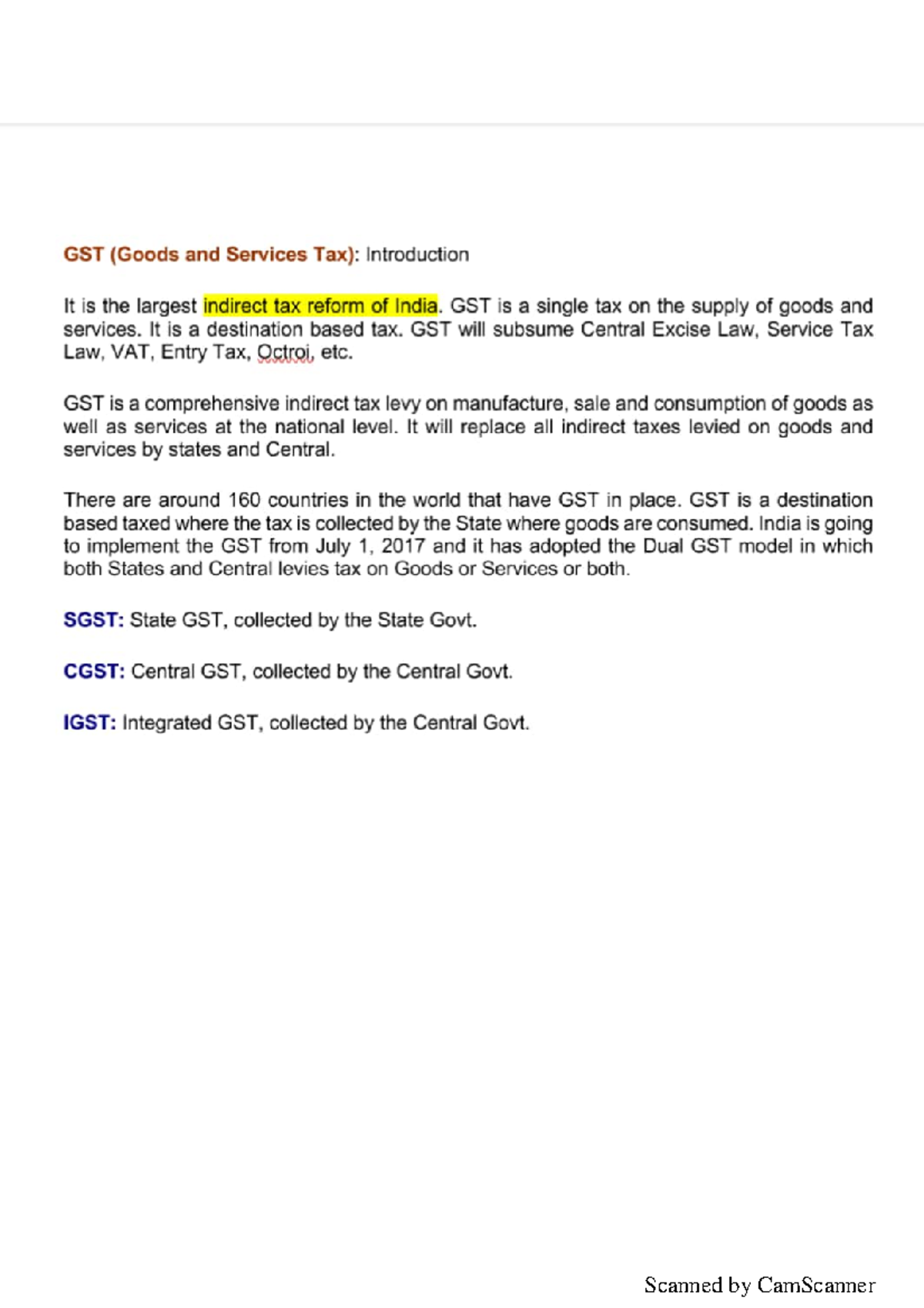GST Unit 1 - Bachelors of Business Administration - Studocu
