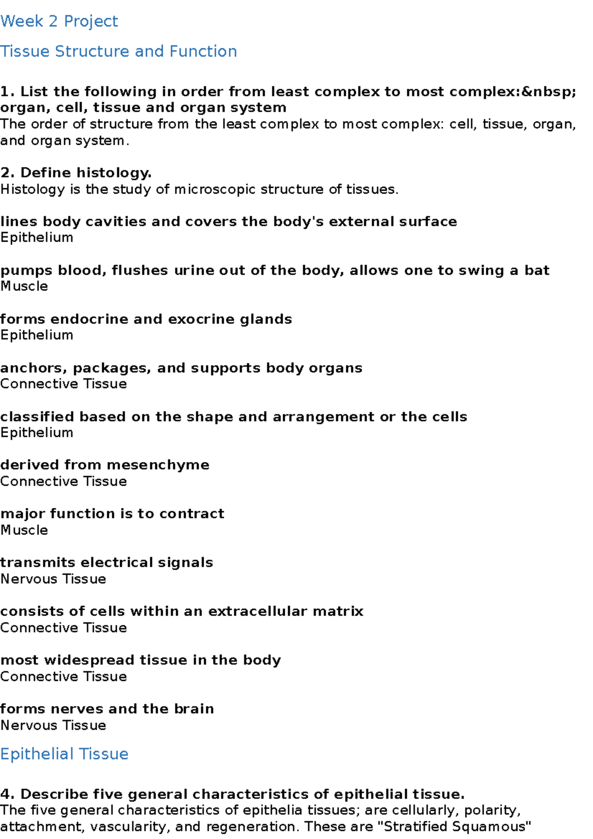 Exported-text (1) - Anatomy Labs - Week 2 Project Tissue Structure and ...