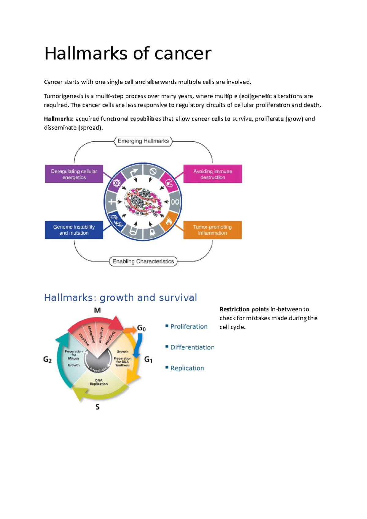 Hallmarks of cancer - Hallmarks of cancer Cancer starts with one single ...