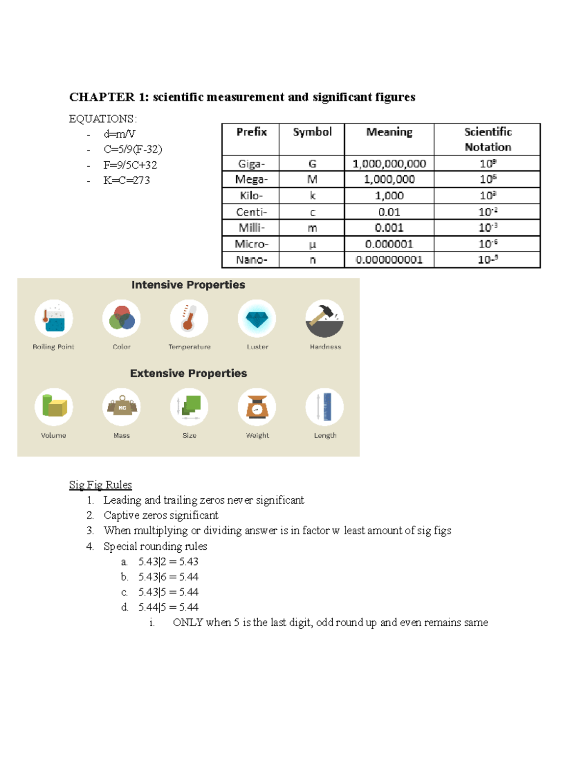 Chemistry - Study Guide - CHAPTER 1: scientific measurement and ...