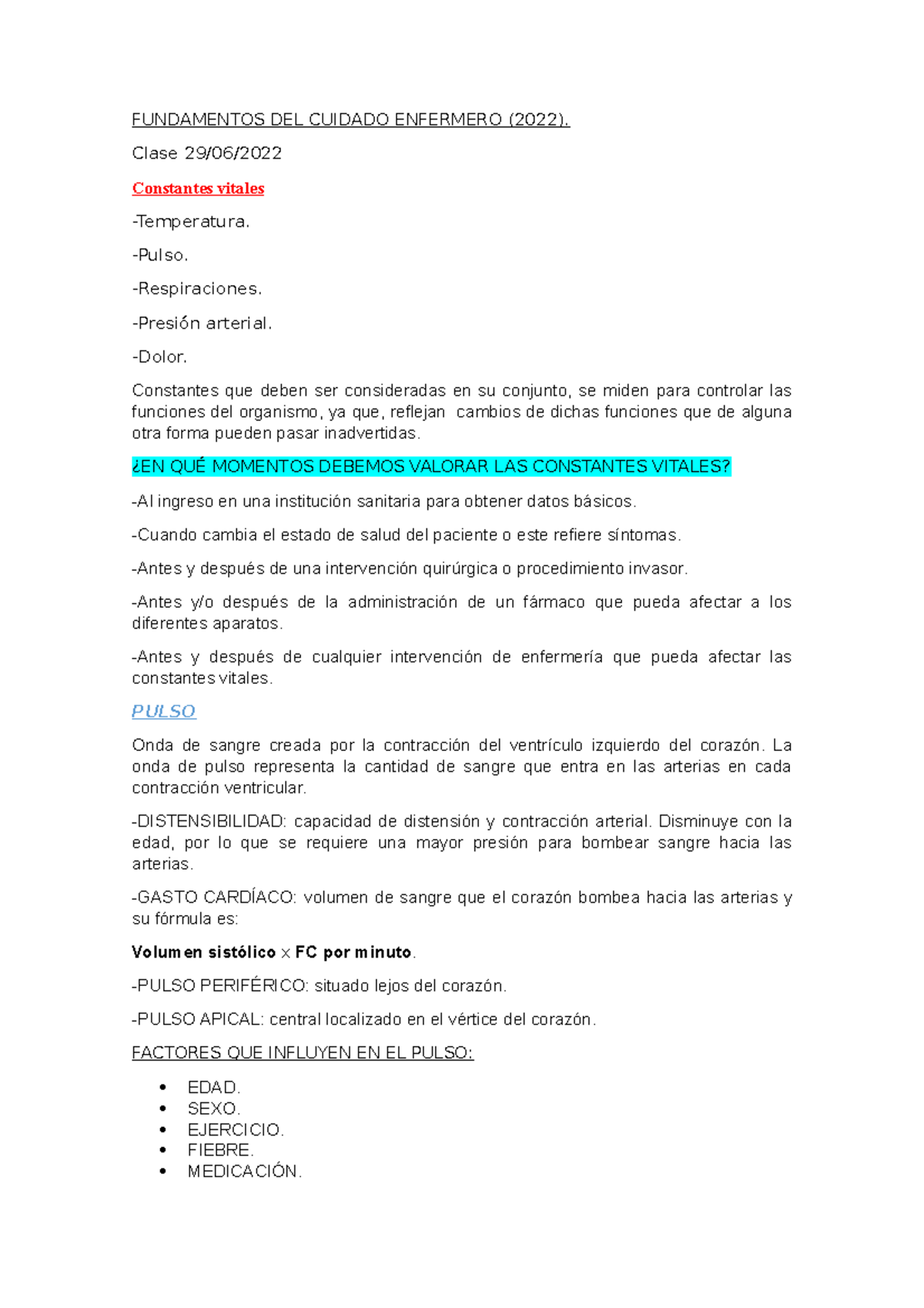 Clase 1 FDCE - FUNDAMENTOS DEL CUIDADO ENFERMERO (2022). Clase 29/06 ...