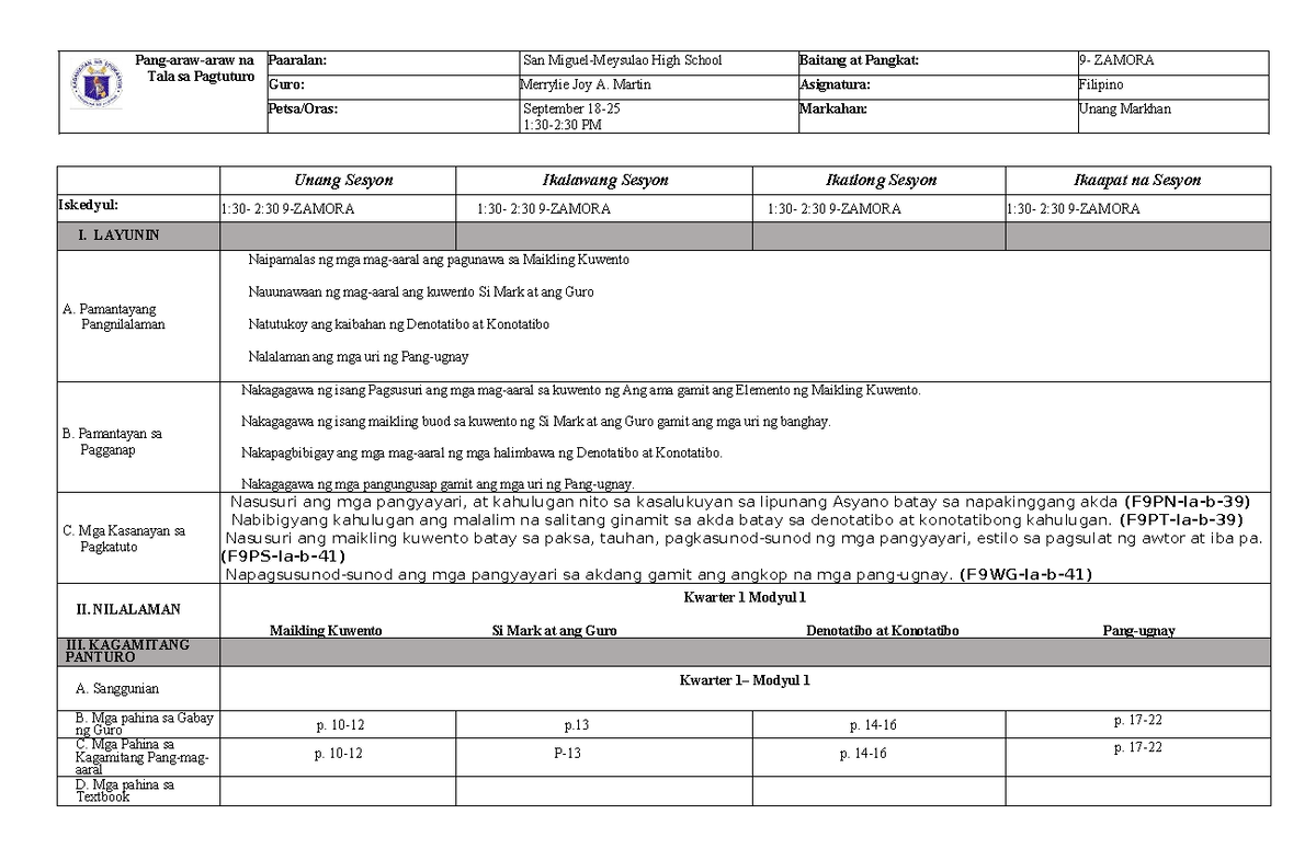 Dll-merrylie - detailed lesson plan of merrylie - Pang-araw-araw na ...