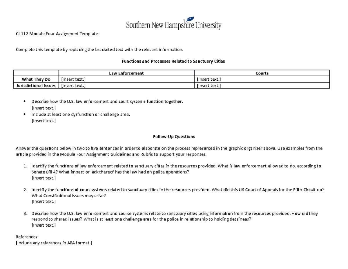 CJ 112 Module Four Assignment Template - CJ 112 Module Four Assignment ...