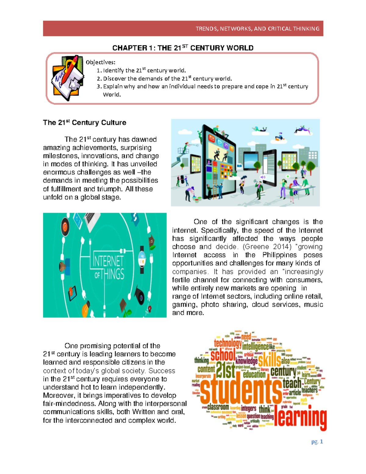 Chapter 1 - Objectives: 1. Identify the 21st century world. 2. Discover ...