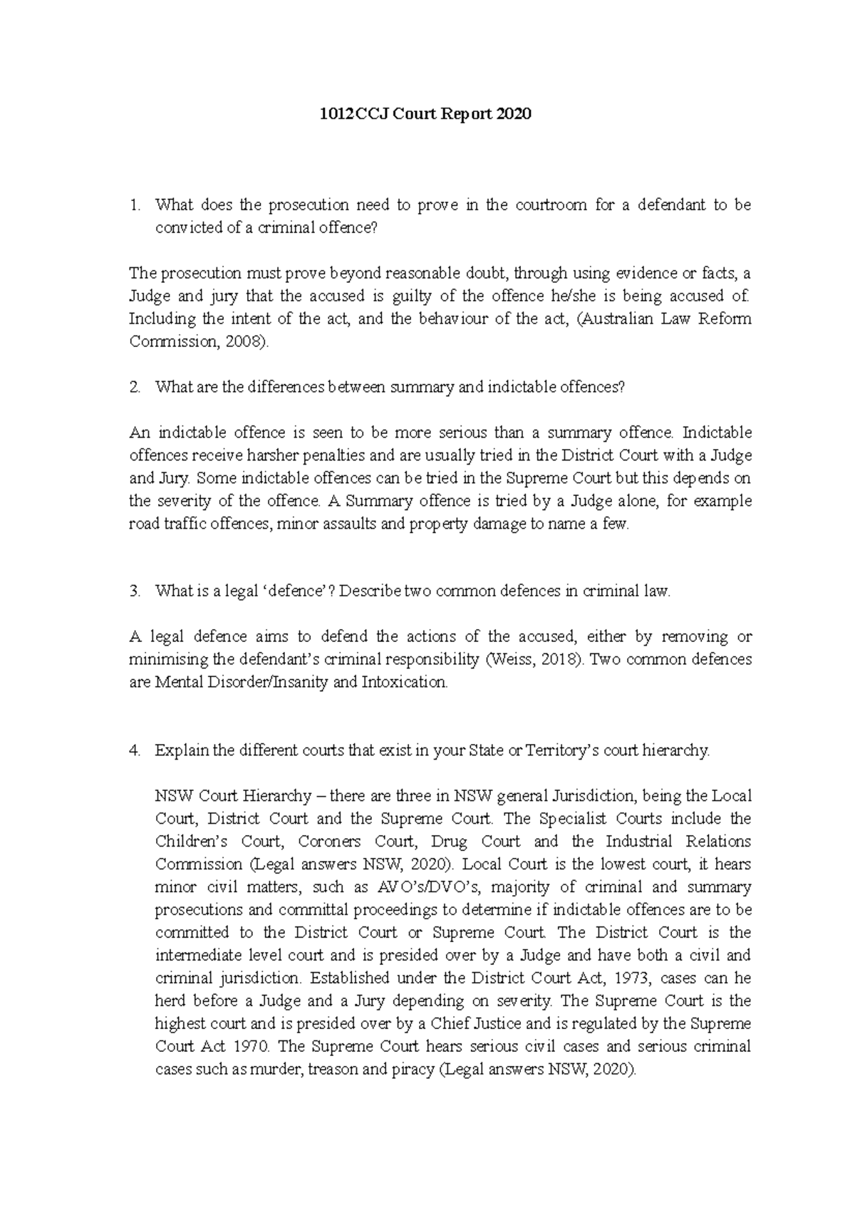 Court Report Questions 2020 - 1012CCJ Court Report 2020 What does the ...