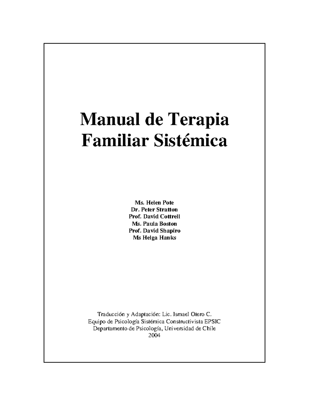 Terapia Familiar Sistemica LEER Y Revisar 2023 Agosto - Manual de Terapia Familiar Sistémica Ms ...