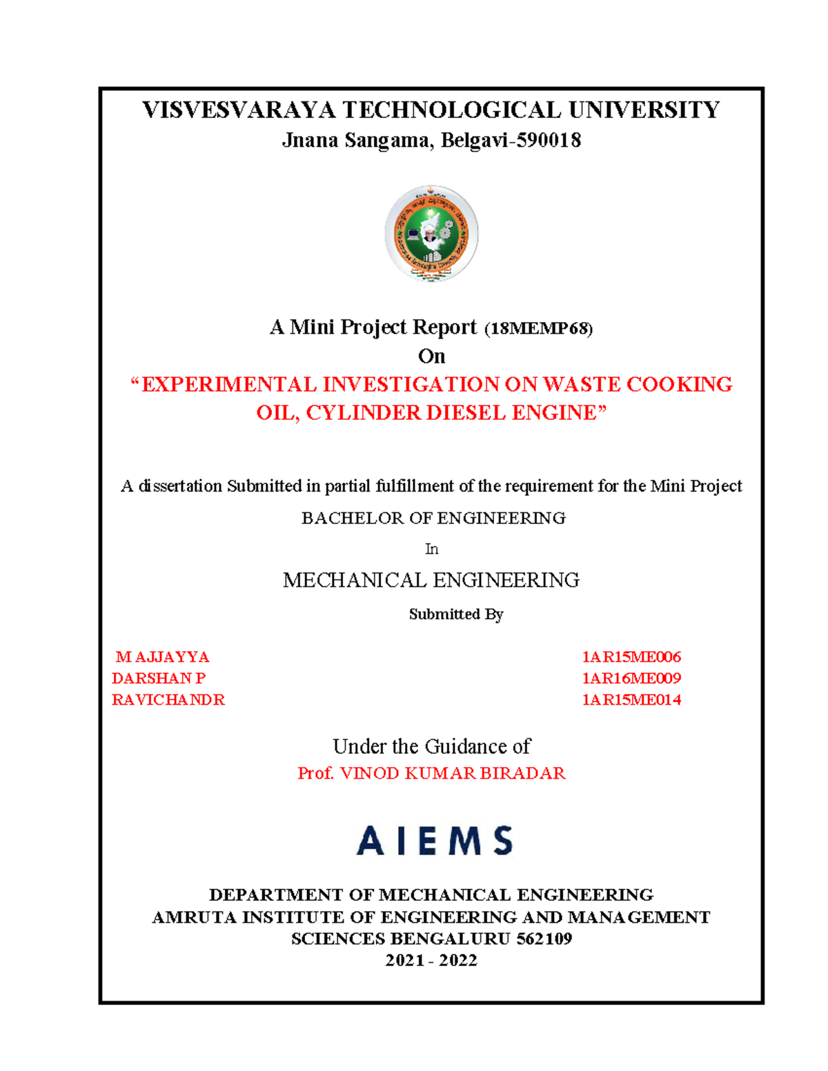 1 Cover PAGE Final - VISVESVARAYA TECHNOLOGICAL UNIVERSITY Jnana ...