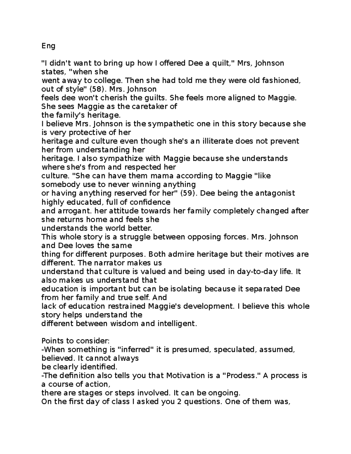 Eng st - Practice texts - Eng "I didn't want to bring up how I offered ...