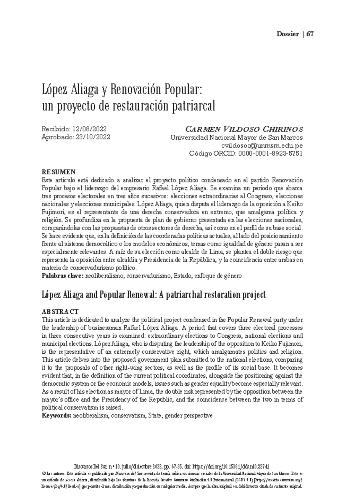 87566 - suerte - Dossier| 67 ####### Discursos Del Sur, n 10, julio ...