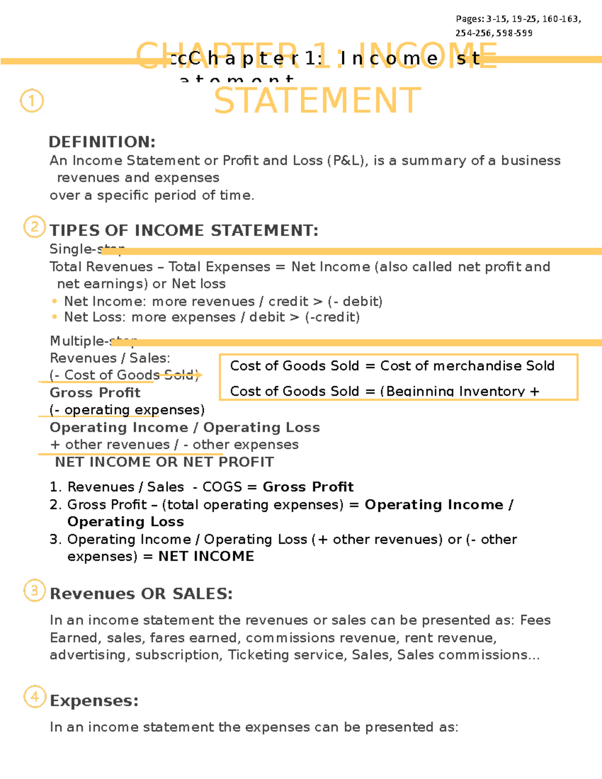 WEEK 1 Income Statement - CHAPTER 1: INCOME STATEMENT DEFINITION: An ...