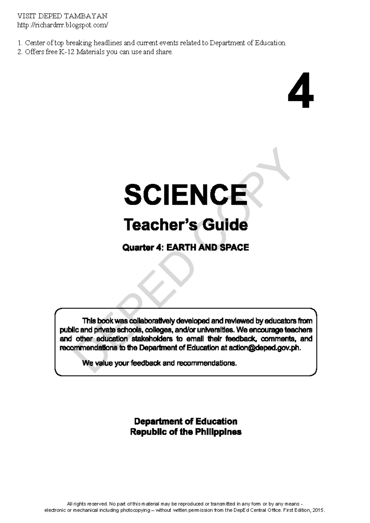 TG Science 4 Q4 - DEPED COPY All rights reserved. No part of this ...