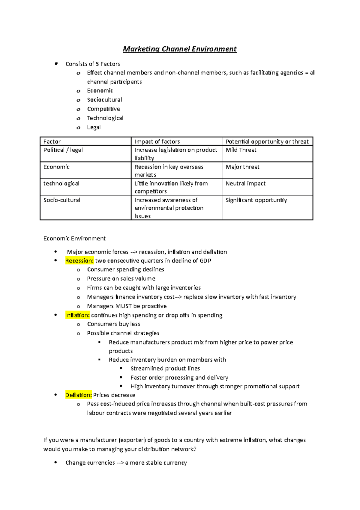 Marketing channels Lecture three notes - Marketing Channel Environment ...