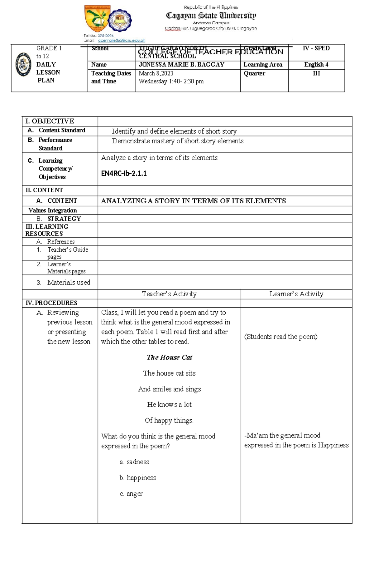 English Analyzing A Story IN Terms OF ITS Elements - GRADE 1 to 12 ...