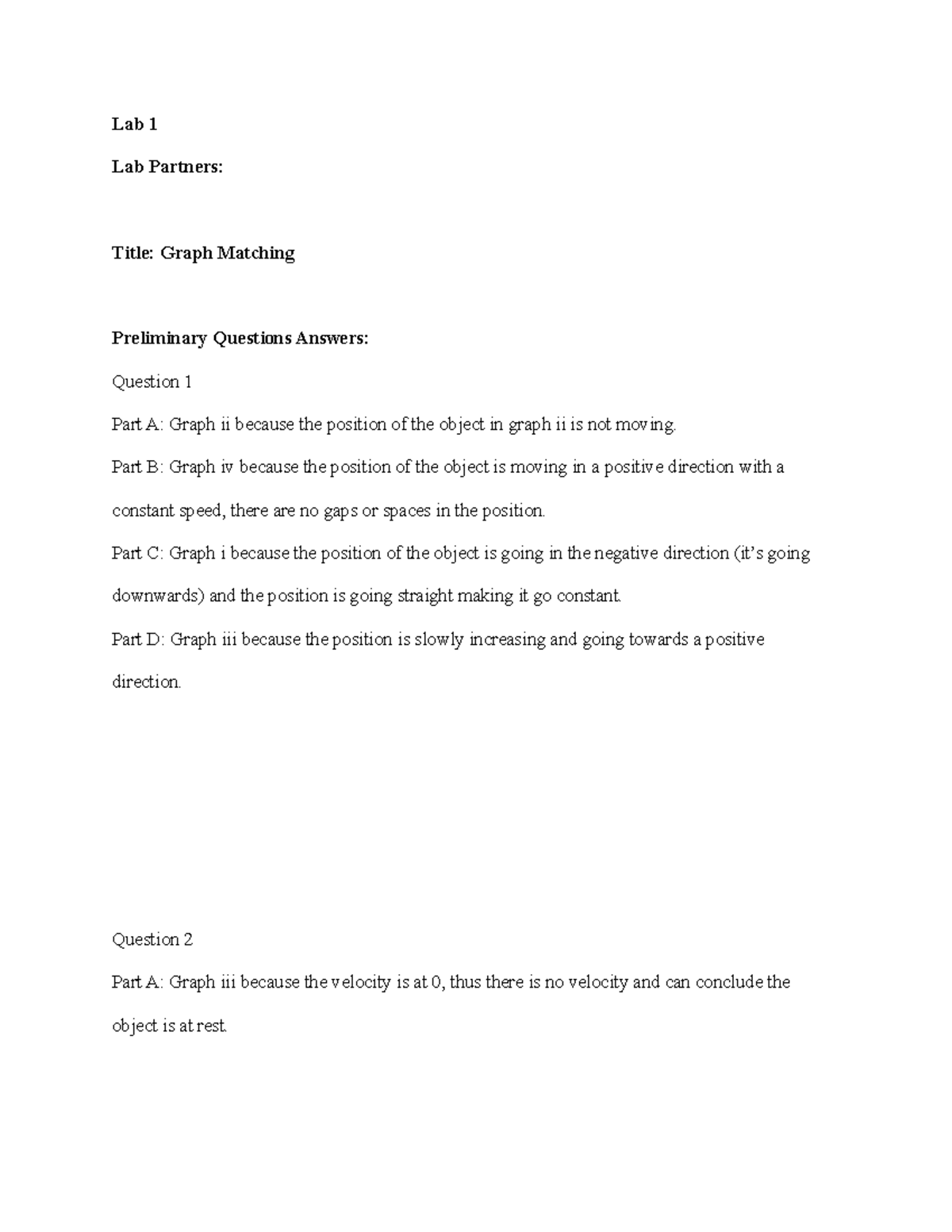 Lab 1 Report Xxxx Lab 1 Lab Partners Title Graph Matching Preliminary Questions Answers