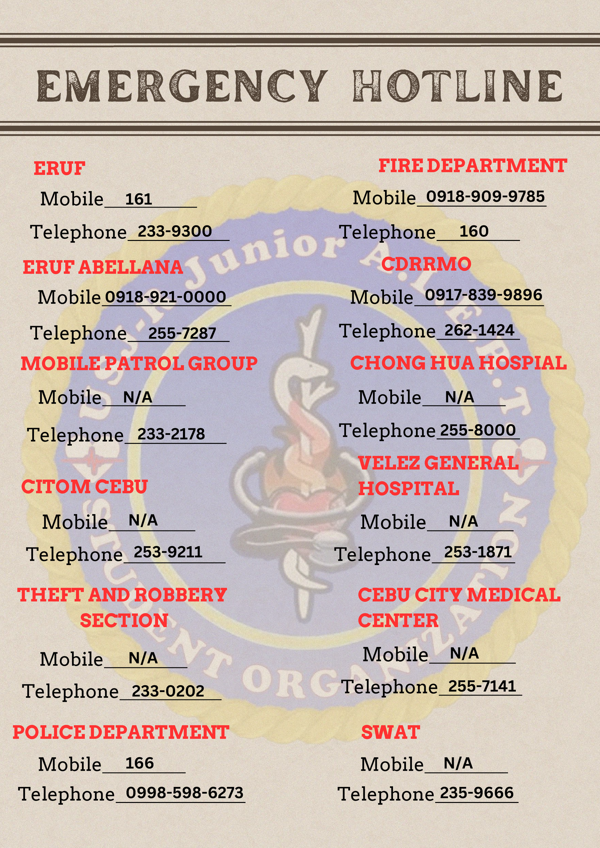 Rheaong compressed - cebu city emergency hotlines - EMERGENCY HOTLINE ...