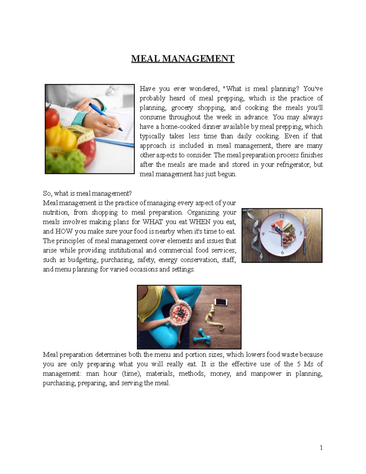 Meal management - MEAL MANAGEMENT Have you ever wondered, "What is meal ...