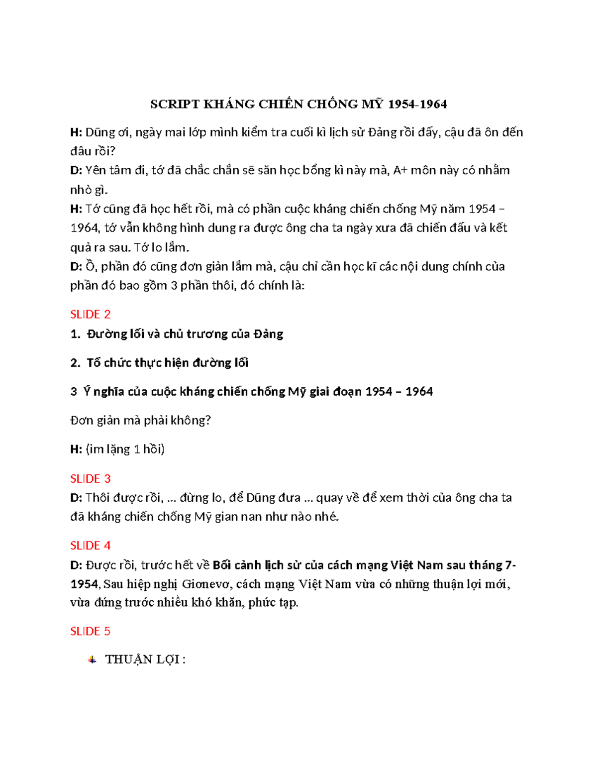 Script Kháng CHIẾN CHỐNG MỸ 1954 - SCRIPT KHÁNG CHIẾN CHỐNG MỸ 1954- H ...