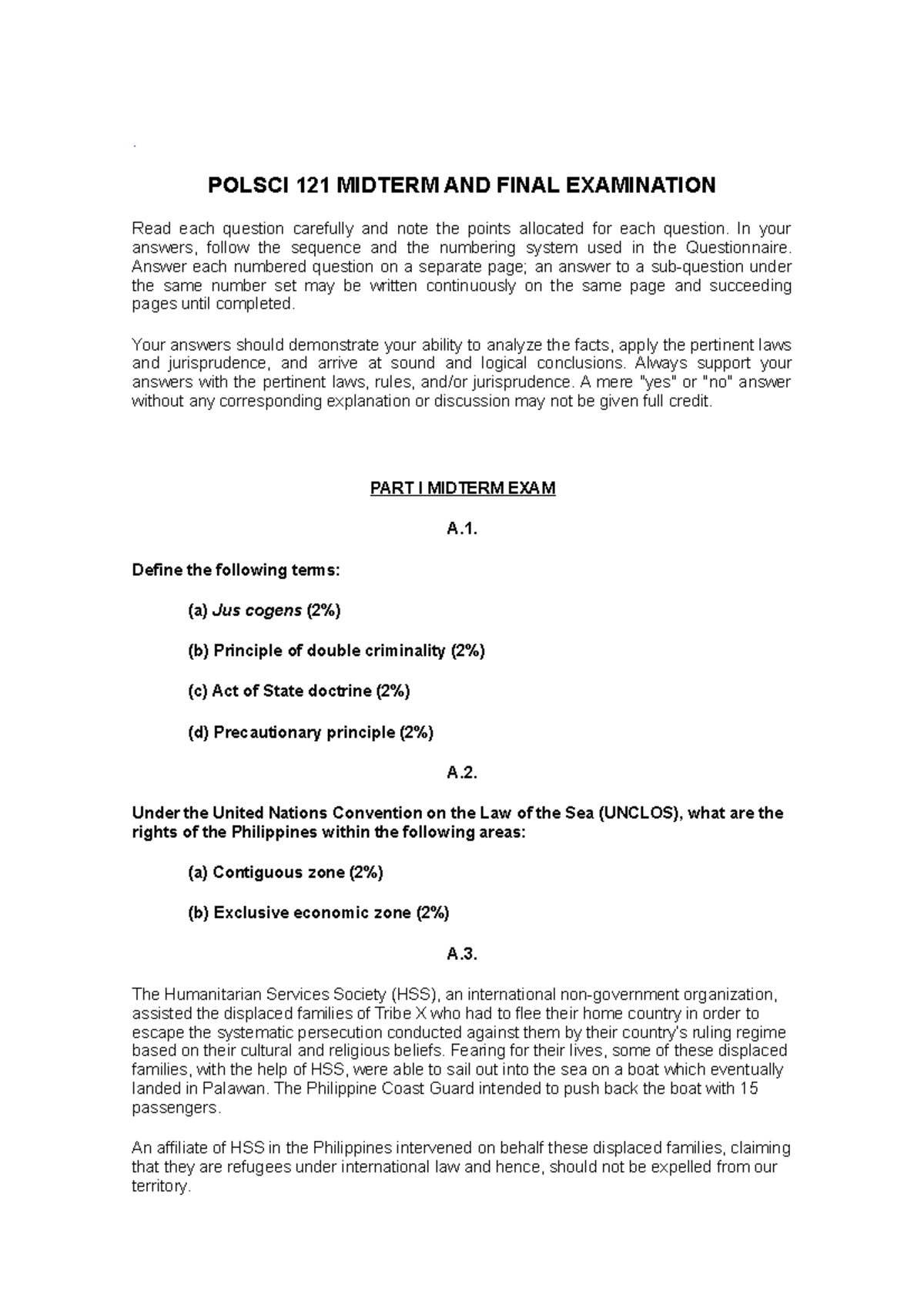 Polsci-121- Midterm-AND- Final- Examination - . POLSCI 121 MIDTERM AND ...