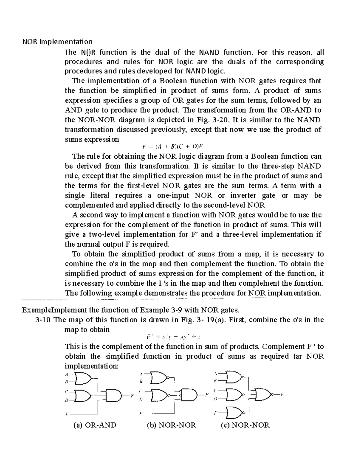 NOR Implementation - NOR Implementation The N()R function is the dual ...