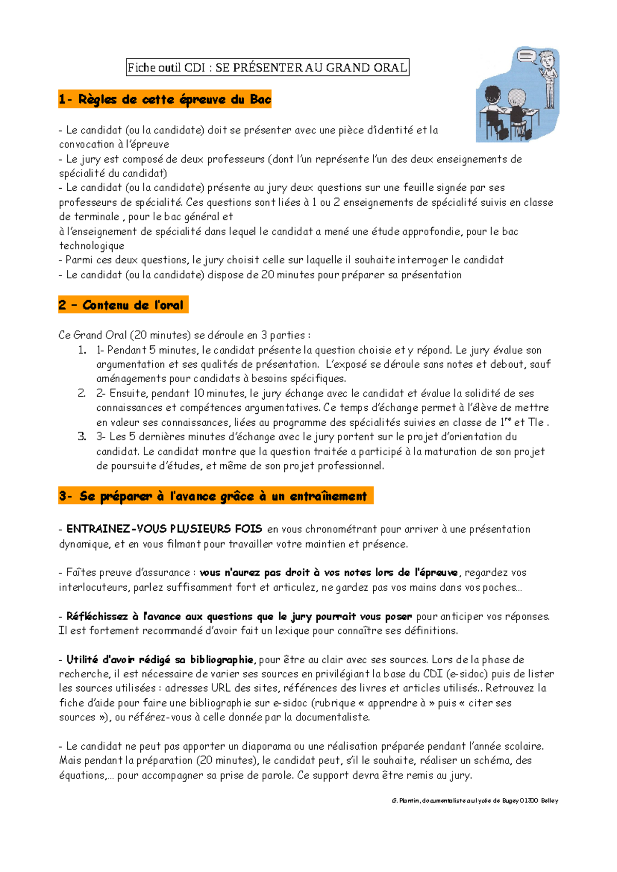 Fiche grand oral - test - Fiche outil CDI : SE PRÉSENTER AU GRAND ORAL ...
