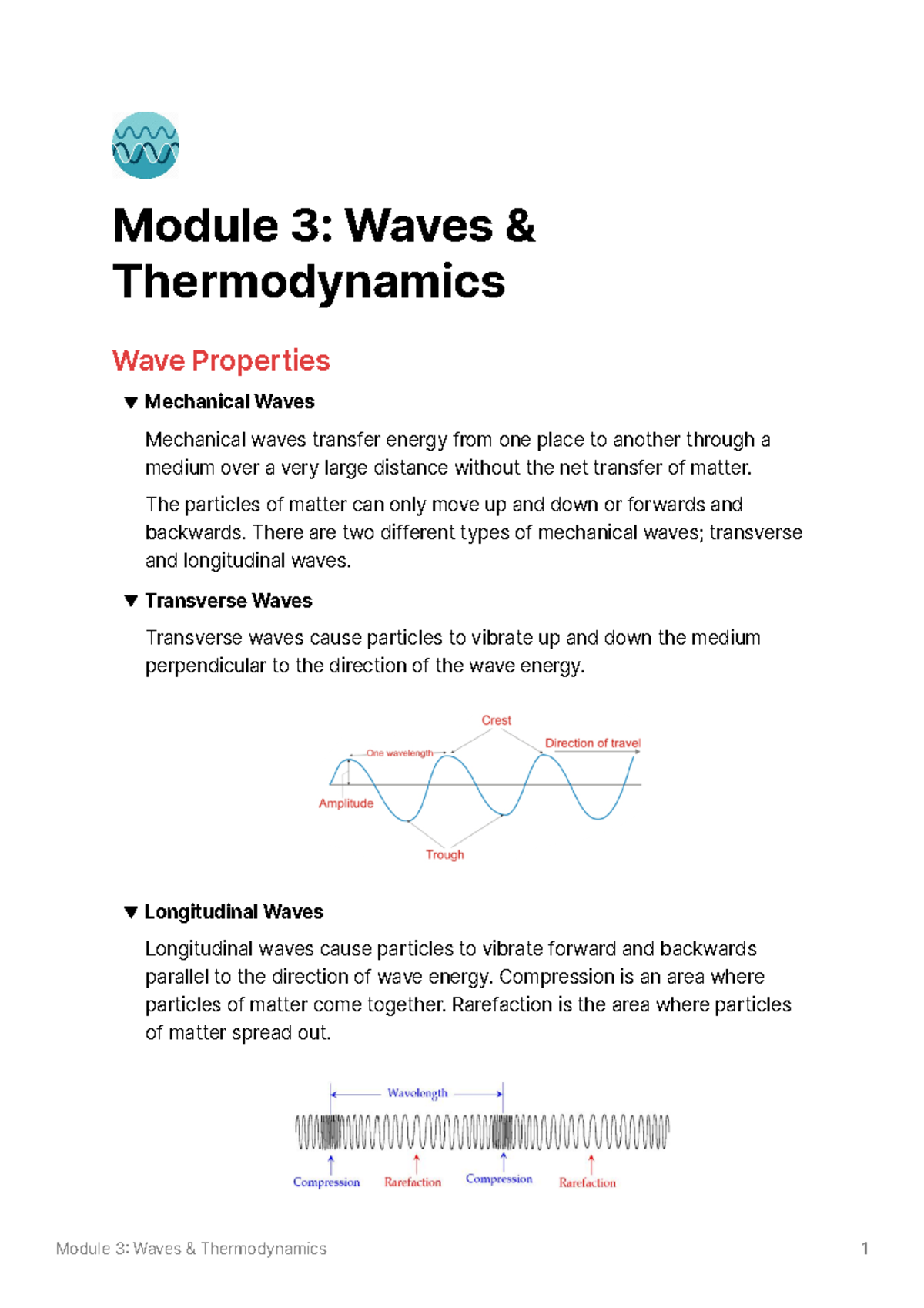 Module 3 Waves Thermodynamics - Module 3: Waves & Thermodynamics Wave ...