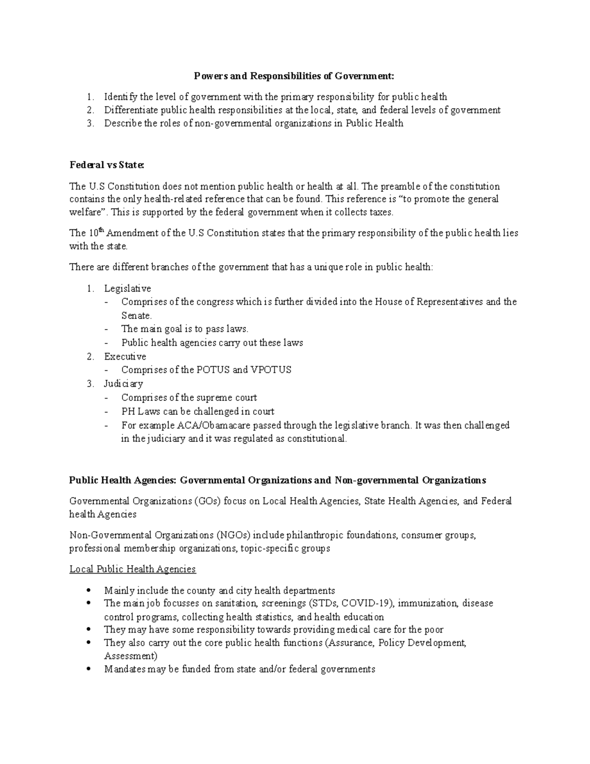 Roles of the Government in Public Health - Powers and Responsibilities ...
