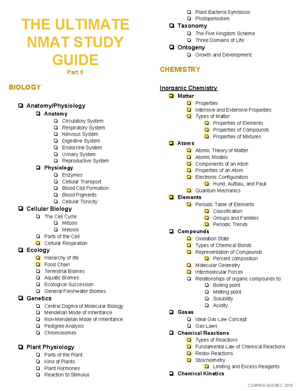 THE Ultimate NMAT Study Checklist BY Czarina - THE ULTIMATE NMAT STUDY ...