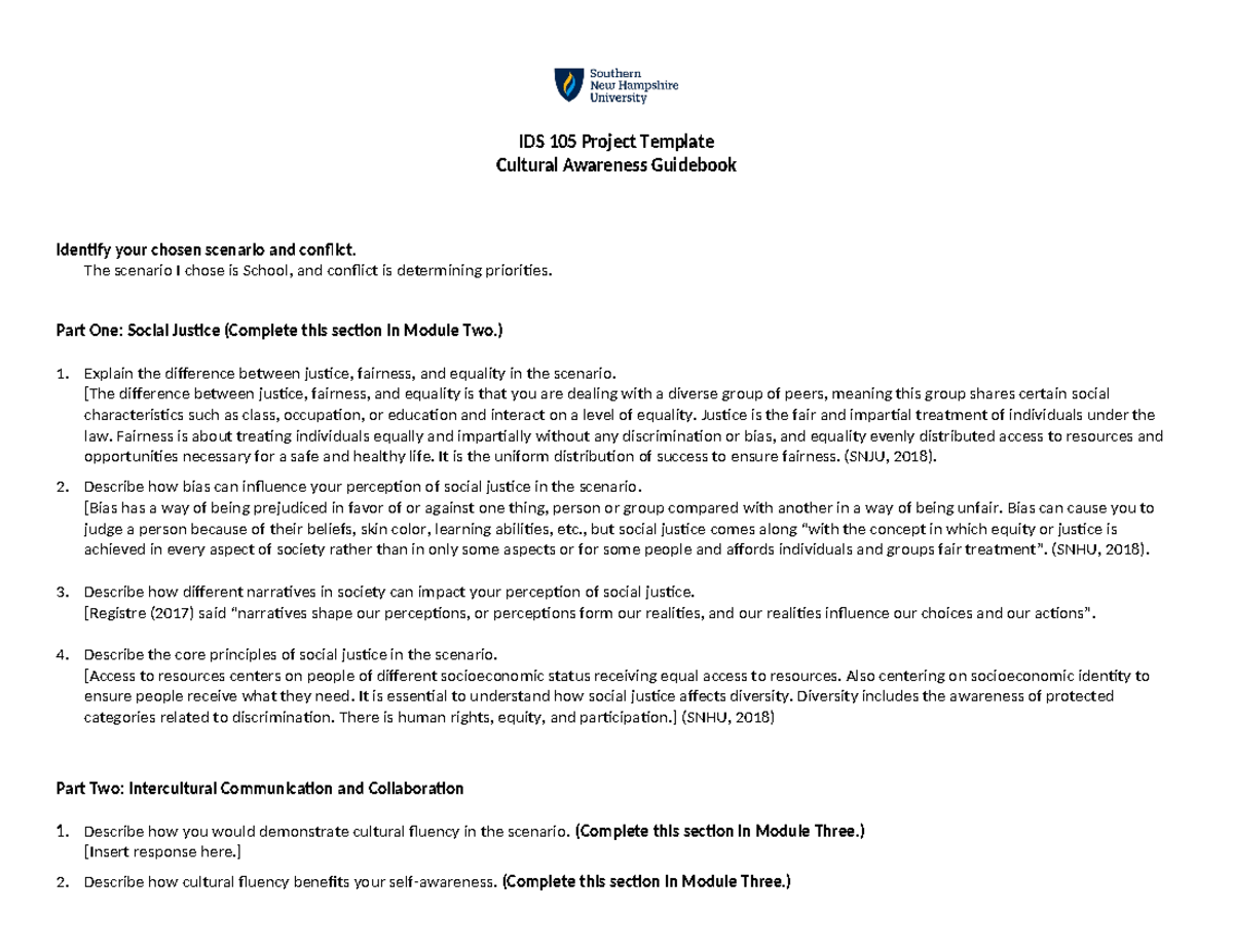 IDS 105 Project Template Wk 2 - IDS 105 Project Template Cultural ...