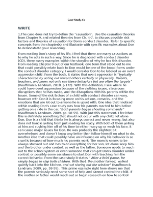 Case Study 1 - From reading over the case study on Darlene, I ...