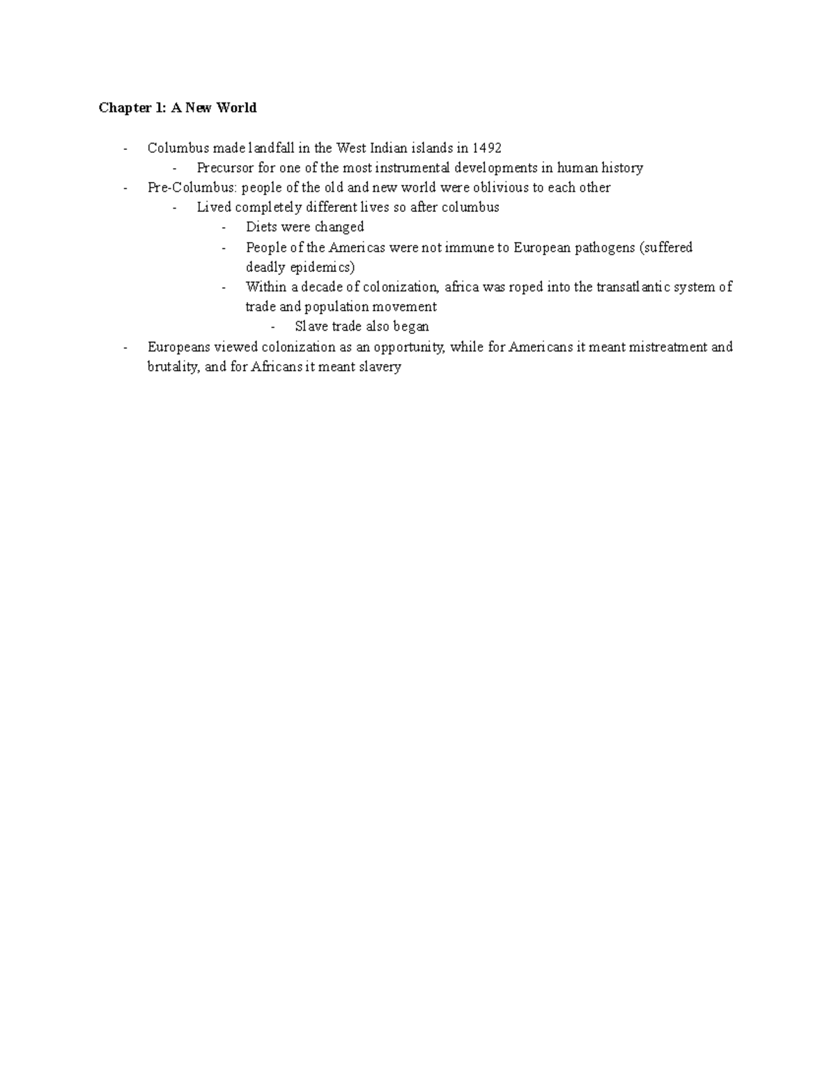 Chapter 1 A New World - Chapter 1: A New World Columbus made landfall ...