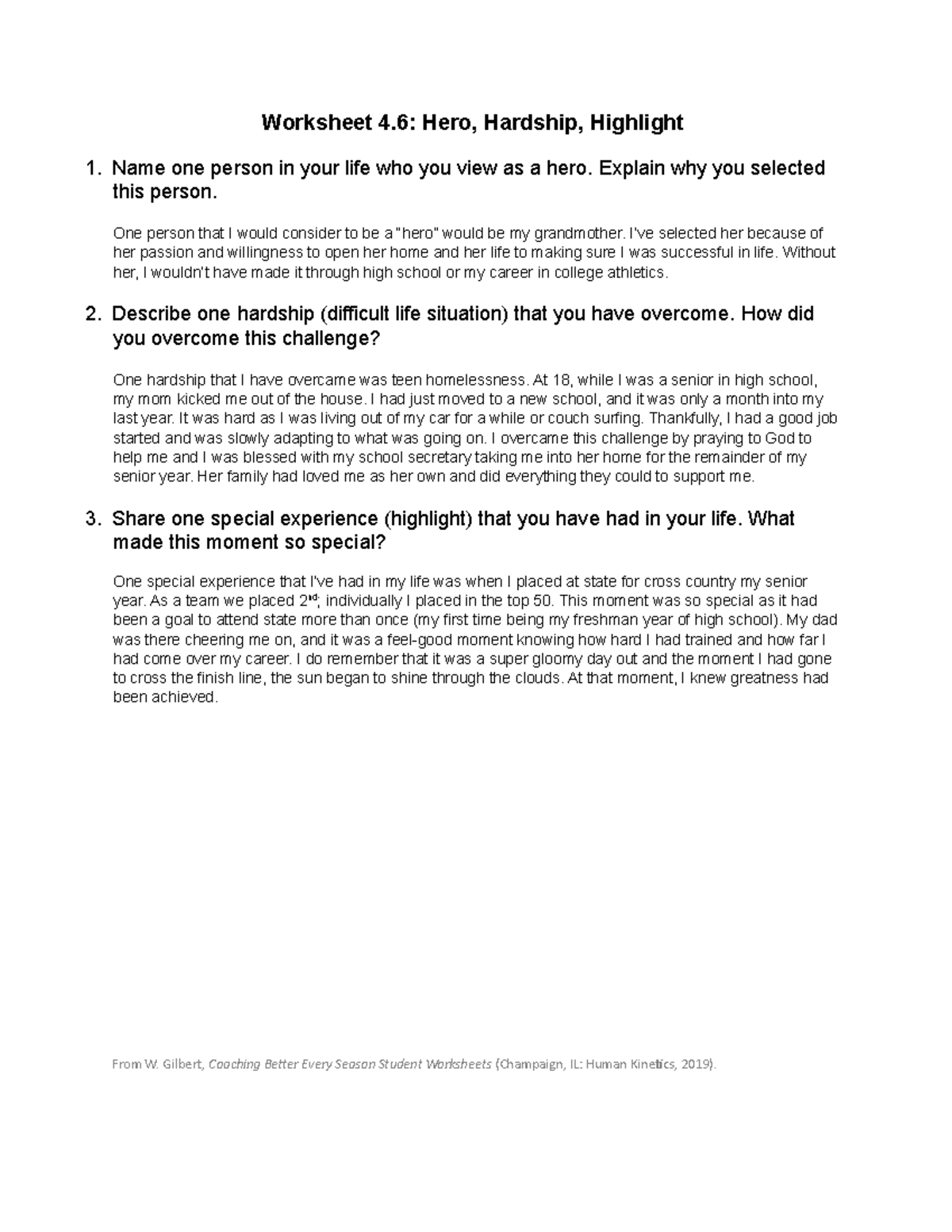 Worksheet 4.6: Hero Hardship Highlight & Worksheet 4.8: Coach ...