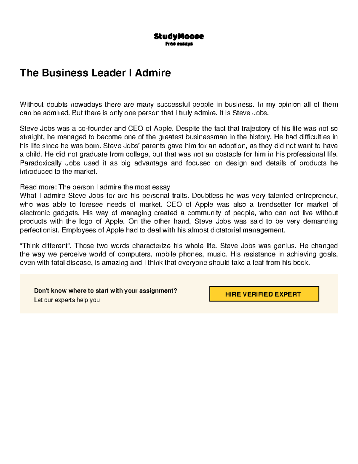 The Business Leader I Admire - The Business Leader I Admire Without ...
