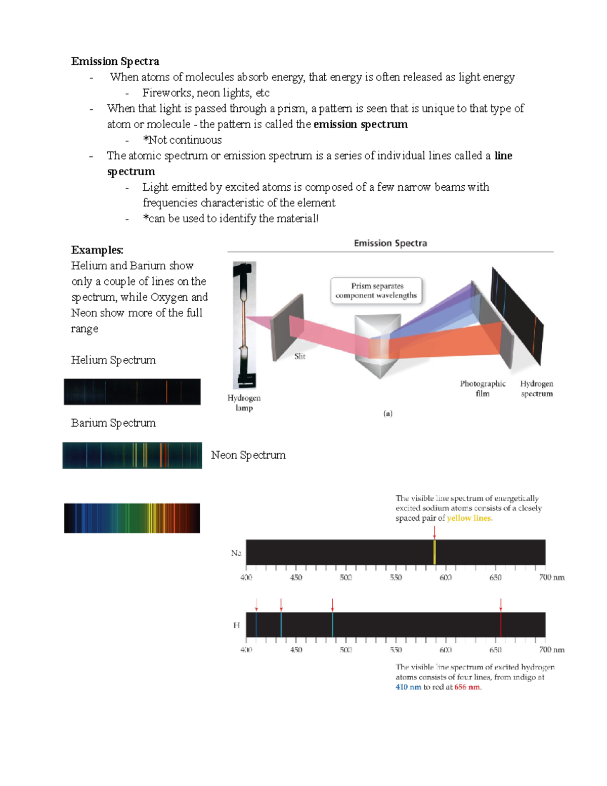 Gen and Analytic Chem - Emission Spectrum and Bohr's Model - Emission ...