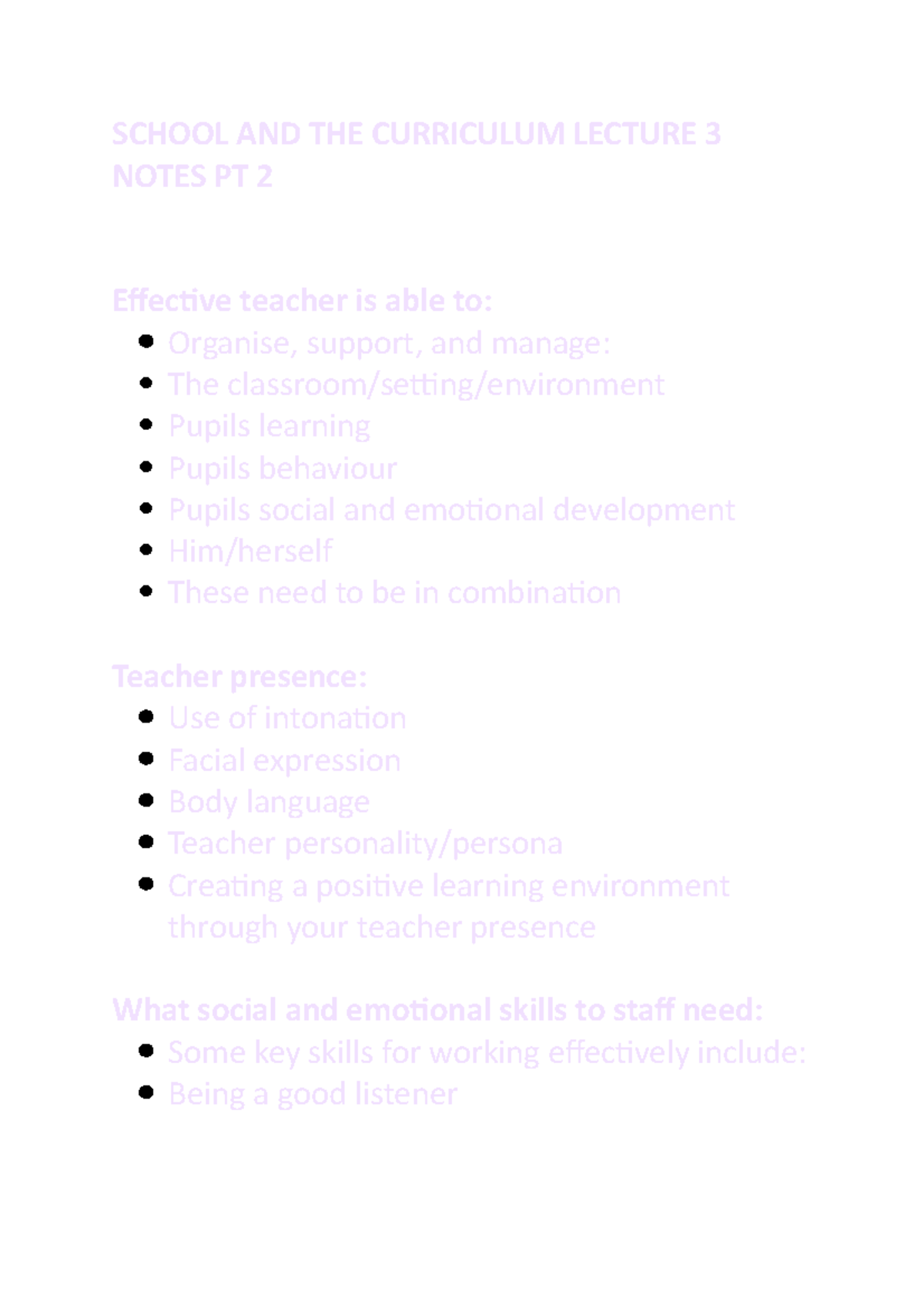 School AND THE Curriculum Lecture 3 Notes PT 2 - SCHOOL AND THE ...