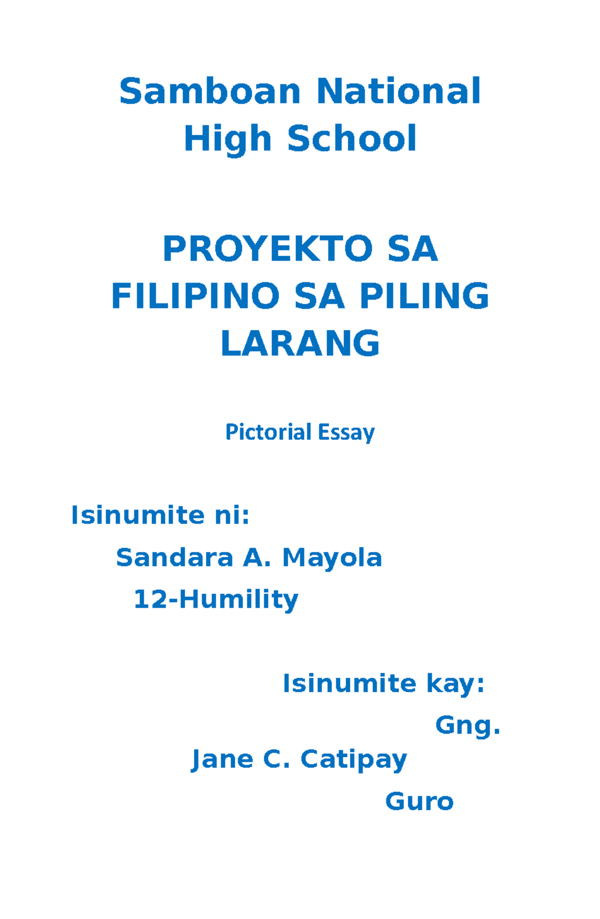 25660459 - Example of Pictorial Essay - Samboan National High School ...