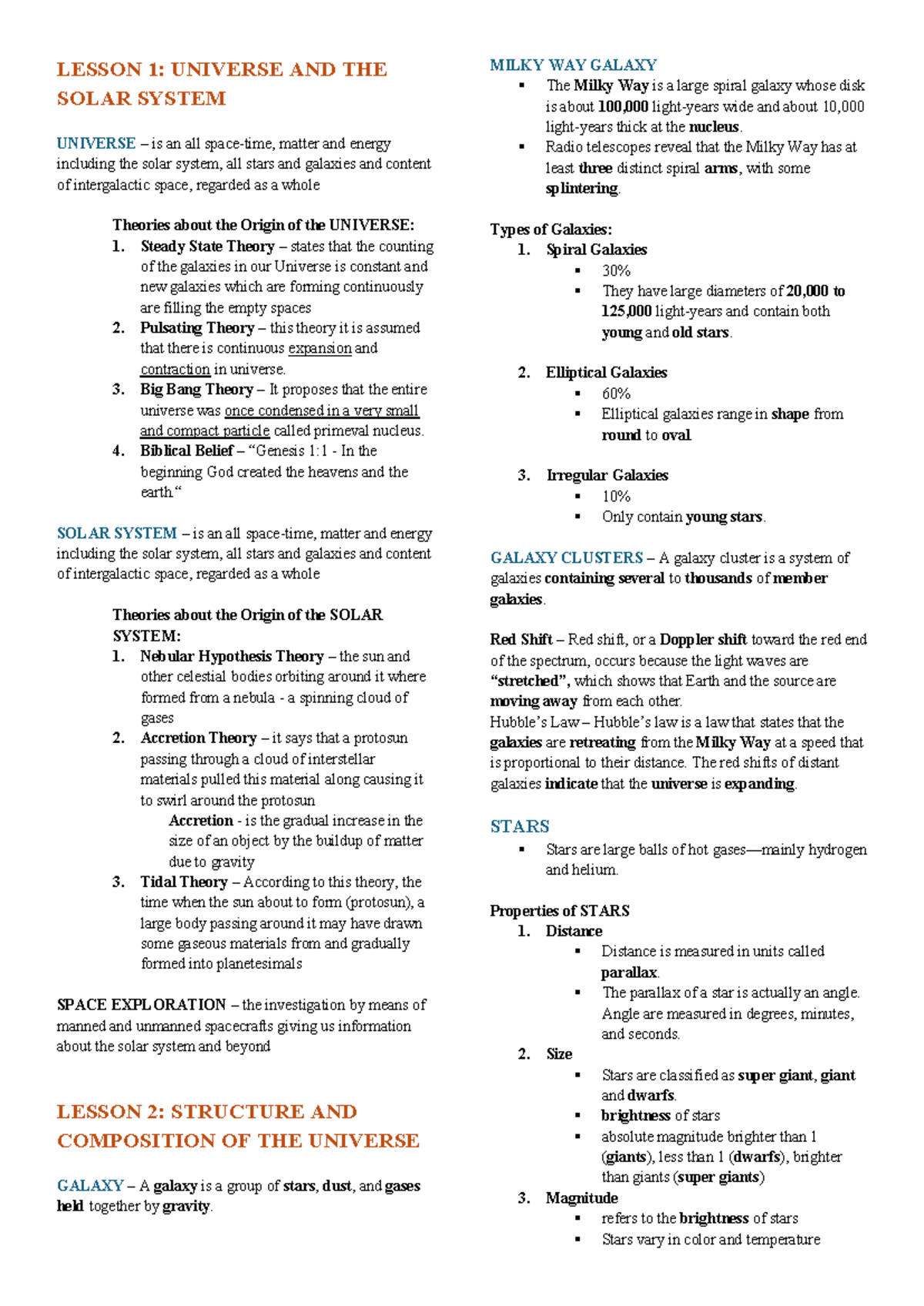 Earth-Science-Reviewer - LESSON 1: UNIVERSE AND THE SOLAR SYSTEM ...