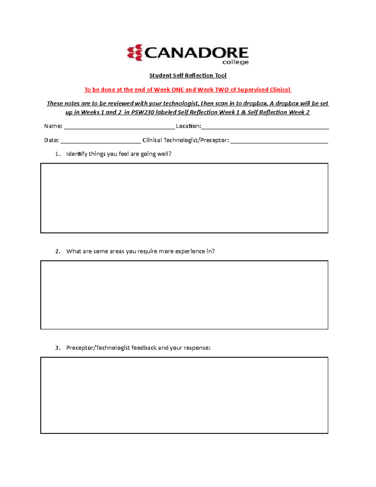 Independant Student Self Reflection Tool - Student Self Reflection Tool ...