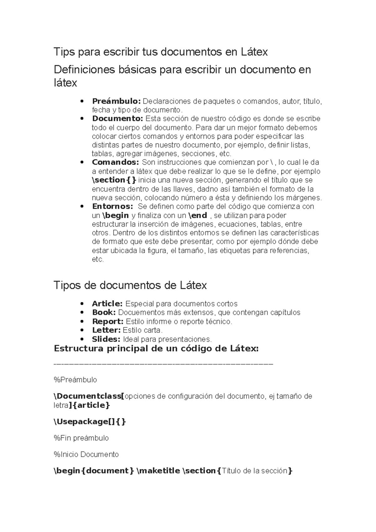 Tips para escribir tus documentos en Látex - Tips para escribir tus documentos en Látex ...