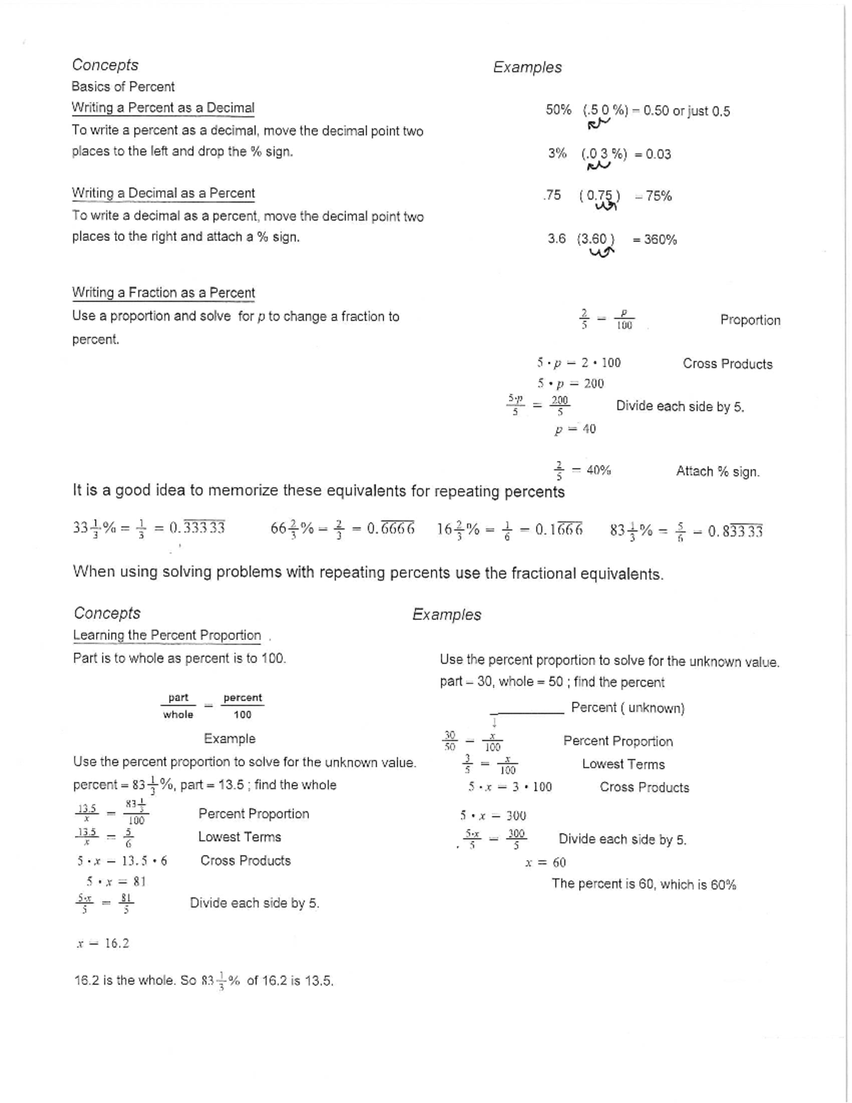 Percent 2 - Notes - MTH 154 - Studocu