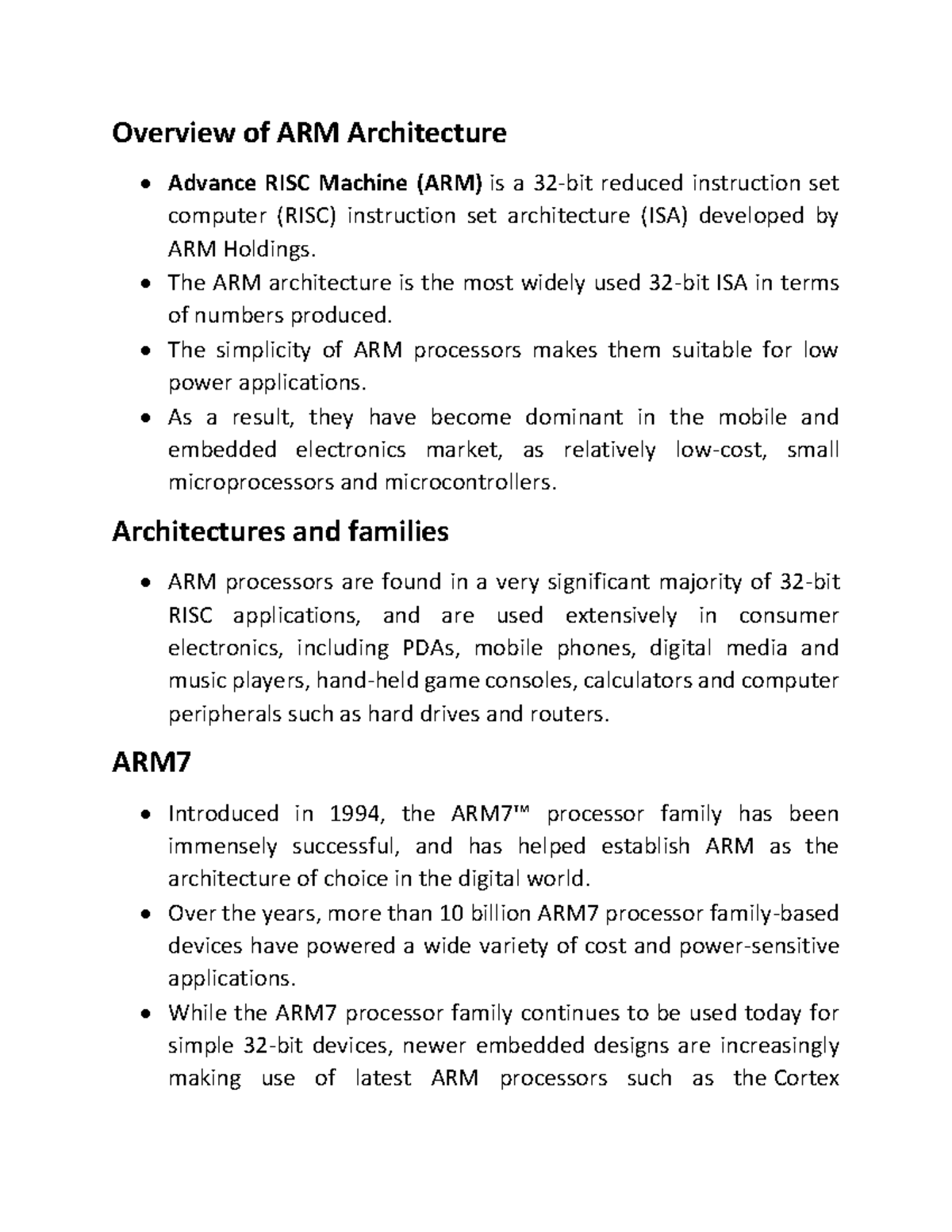 EEE1024 Reference Material - Overview of ARM Architecture Advance RISC ...