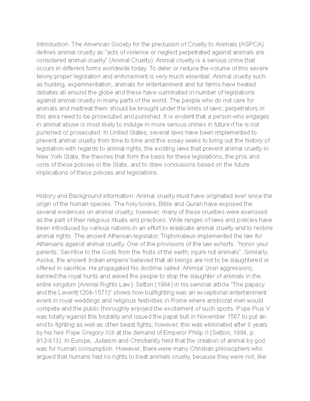 Animal Rights History in the USA Essay - Introduction: The American ...